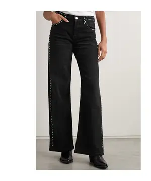 RE/DONE High-rise Flared Jeans With Stud Embellishments - Black