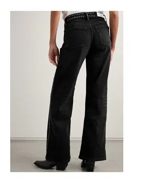 RE/DONE High-rise Flared Jeans With Stud Embellishments - Black