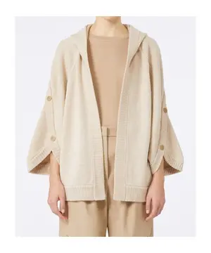 Max Mara Button Detailed Open-front Cardigan - Sand-colored