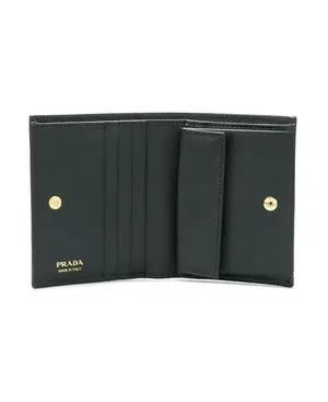Prada Saffiano Logo Plaque Small Wallet
