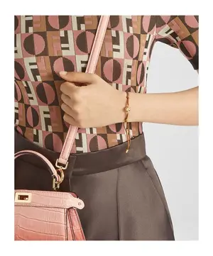 Fendi Sphera Embellished Bracelet - Brown