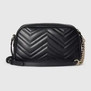 Gucci Logo Plaque Quilted Shoulder Bag - Black