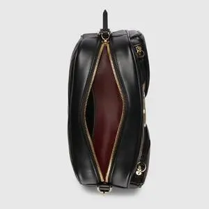 Gucci Logo Plaque Quilted Shoulder Bag - Black