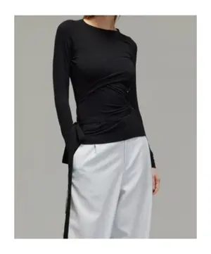 Y3 Long Sleeve Wrap T-shirt With Designer Logo