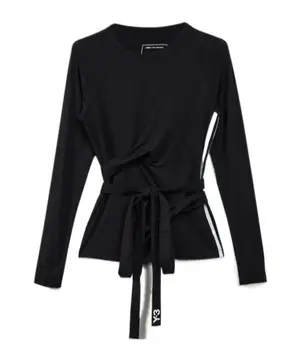 Y3 Long Sleeve Wrap T-shirt With Designer Logo