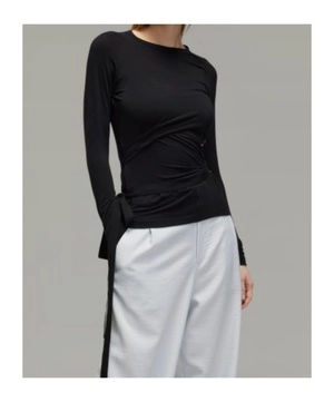 Y3 Long Sleeve Wrap T-shirt With Designer Logo