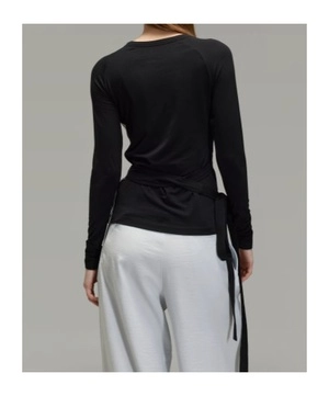 Y3 Long Sleeve Wrap T-shirt With Designer Logo