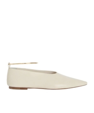 JIL SANDER Pointed Toe Ballerinas With Detachable Metal Anklet - Bone