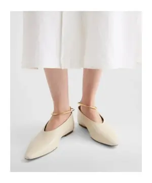JIL SANDER Pointed Toe Ballerinas With Detachable Metal Anklet - Gu Se
