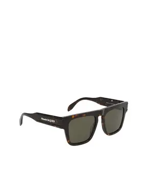 Alexander McQueen Tortoiseshell Logo Square Frame Sunglasses - Green