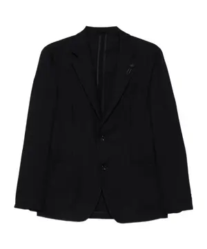 LARDINI Long Sleeve Single-breasted Blazer - Navy