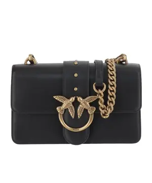 Pinko Mini Shoulder Bag With Clasp And Chain Strap - Black
