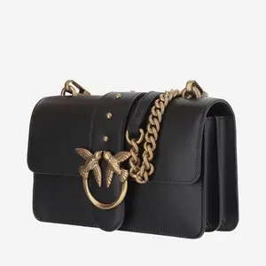 Pinko Mini Shoulder Bag With Clasp And Chain Strap - Black