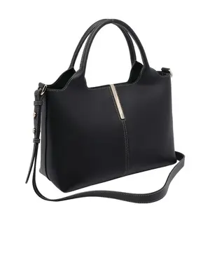 TOD'S Logo Detailed Top Handle Bag - Black