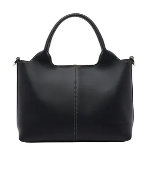 TOD'S Logo Detailed Top Handle Bag - Black