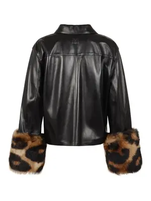 Loewe Leather Jacket With Fur Cuffs - Black