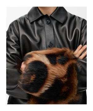 Loewe Leather Jacket With Fur Cuffs - Black