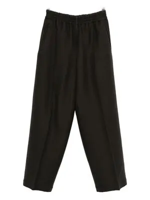 AMI Paris Logo Detailed Wide-leg Trousers - Grey