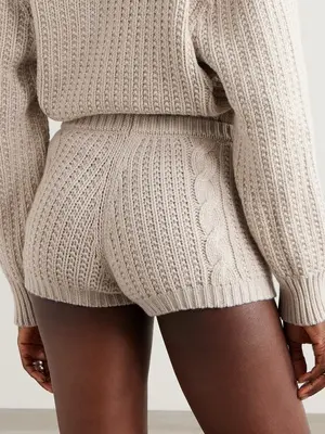 Magda Butrym Cashmere Cable-knit High-waisted Shorts
