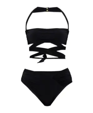Balmain Two Piece Swimsuit With Wrap Detail - Black