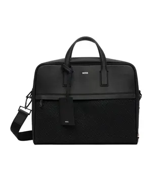Hugo Boss Logo Plaque Top-handle Briefcase - Black
