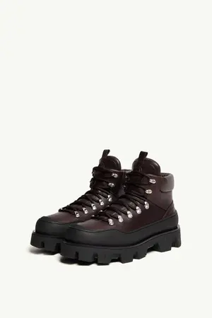 Moncler Peak Trek Leather Ankle Boots