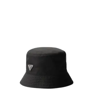 Prada Logo Plaque Bucket Hat - Black