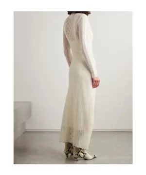 Ulla Johnson Kassia Pointelle-knit Alpaca-blend Turtleneck Maxi Dress