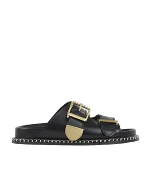 Chloé Rebecca Buckled Flat Sandals - Black