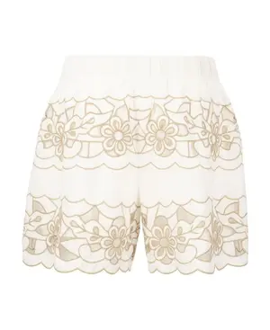 Red Valentino Floral Cut-out Embroidered Shorts