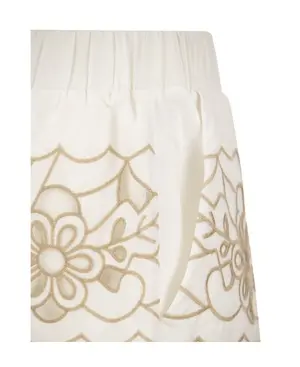 Red Valentino Floral Cut-out Embroidered Shorts
