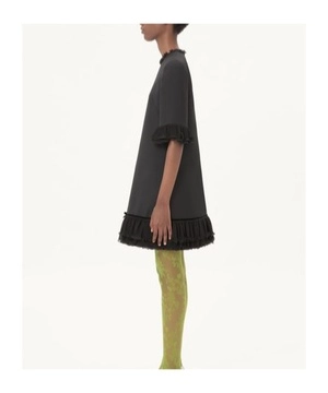 Valentino Garavani Short Sleeve Ruffled Crewneck Mini Dress