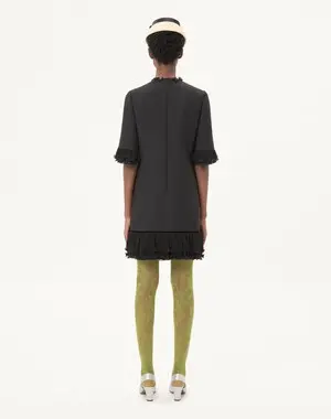 Valentino Garavani Short Sleeve Ruffled Crewneck Mini Dress