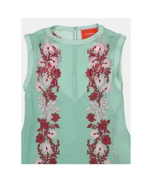 La DoubleJ Floral Silk Midi Dress - Green