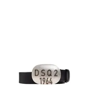 Dsquared2 Vintage Leather Logo Belt - Black