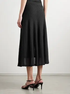 Khaite Dawn Pointelle-knit Midi Skirt
