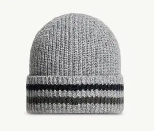 Moncler Striped Wool Beanie - Gray