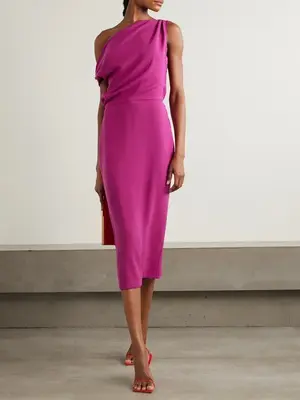 16Arlington One-shoulder Midi Dress With Pleated Detail