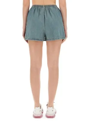Moschino Elastic Waist Denim Shorts
