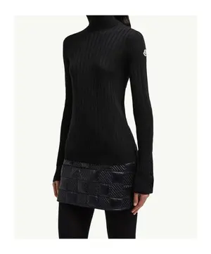 Moncler Wool Cashmere Ribbed Turtleneck Sweater With Button Details