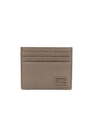 Fendi Two-tone Leather Card Holder - Gray