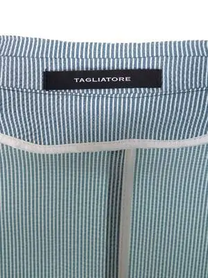 Tagliatore Long-sleeved Vertical Striped Suit Coat