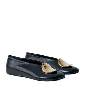 JIL SANDER Round Toe Ballerina Flats With Hardware Detail