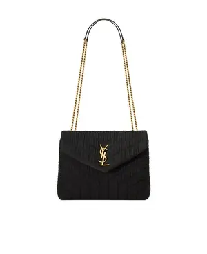 Saint Laurent Loulou Small Bag In Quilted Cotton - Black