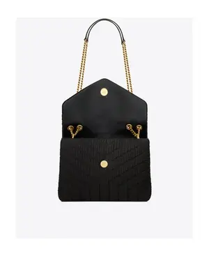 Saint Laurent Loulou Small Bag In Quilted Cotton - Black
