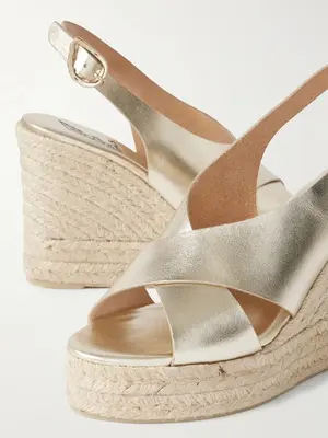 ANCIENT GREEK SANDALS Metallic Wedge Espadrilles - Gold