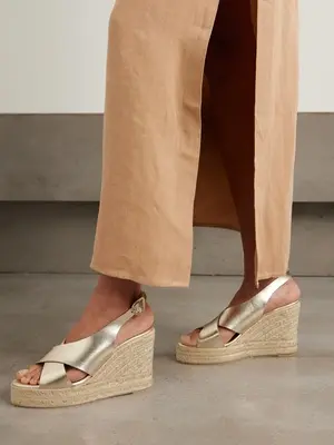ANCIENT GREEK SANDALS Metallic Wedge Espadrilles - Gold