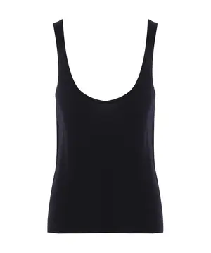 Saint Laurent Sleeveless Round Neck Tank Top With Logo - Black
