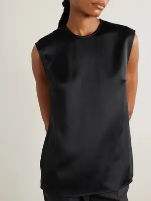 Stella McCartney Sleeveless Satin Vest - Black