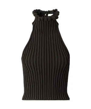 Alaïa Ribbed Knit Cropped Top - Black